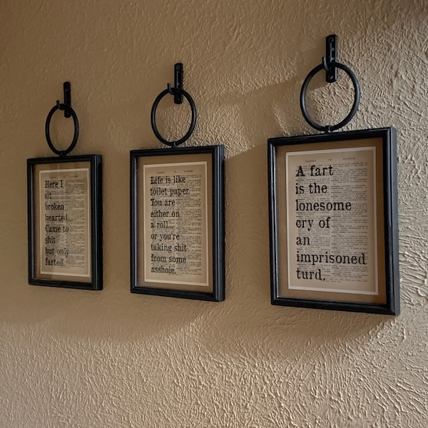 Set of 3 Funny Bathroom Quotes - Toilet Quotes - Typography for ...