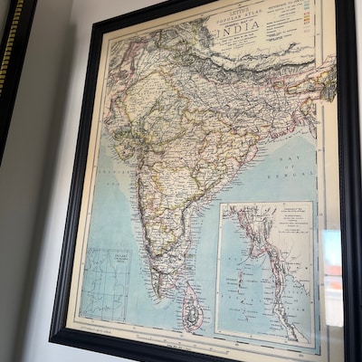 Colonial Map of India, 1883 Antique Map of India Published in London ...