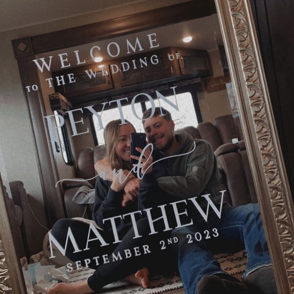 Welcome Wedding Entry Sign, Custom Vinyl Decal Sticker for Mirrors ...