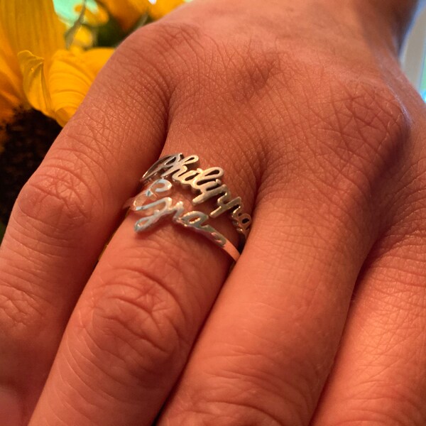 Personalized Stackable Ring, Custom Name Christmas Rings, Children Name ...