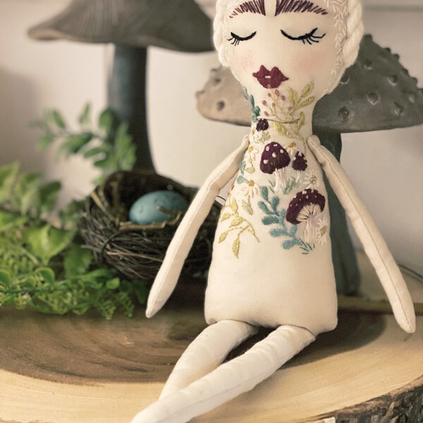 Hand Embroidered Girl Hiding Behind Flowers. Quirky Embroidered Hair 3D ...