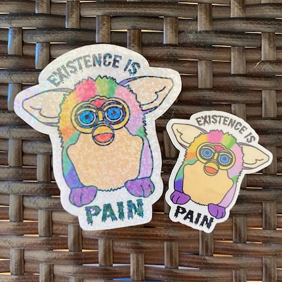 Feral Kitten Sticker Cute Vintage Cat Existential Dread Funny Kitsch ...