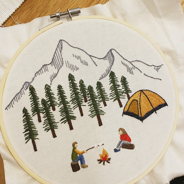 Camping Hand Embroidery Pattern - Camping Trip - PDF - Instant Download ...