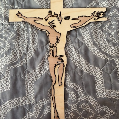 Laser Cut Jesus and Cross, Wall Art. Decoration Wall. Crucifix Laser ...
