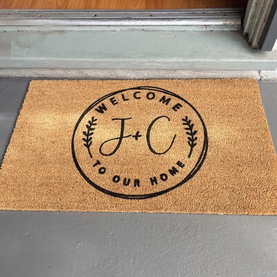 Custom Welcome to Our Home Door Mat, Personalized Initials Wedding ...