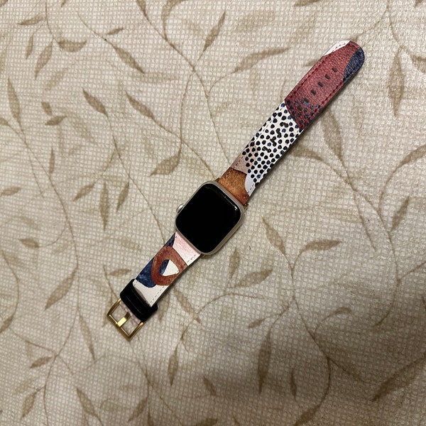 Rustic Abstract Shapes Apple Watch Band Series 3 4 5 6 7 8 SE 38mm 40mm ...