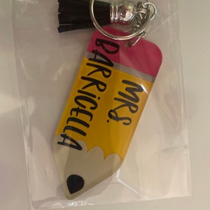Custom Teacher Pencil Keychain - Etsy