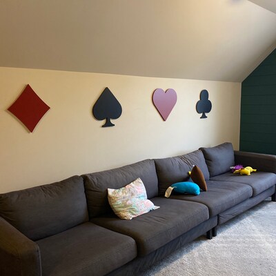 Wooden Card Suits Sign Game Room Decor Heart Club Diamond Spade 4 Piece ...