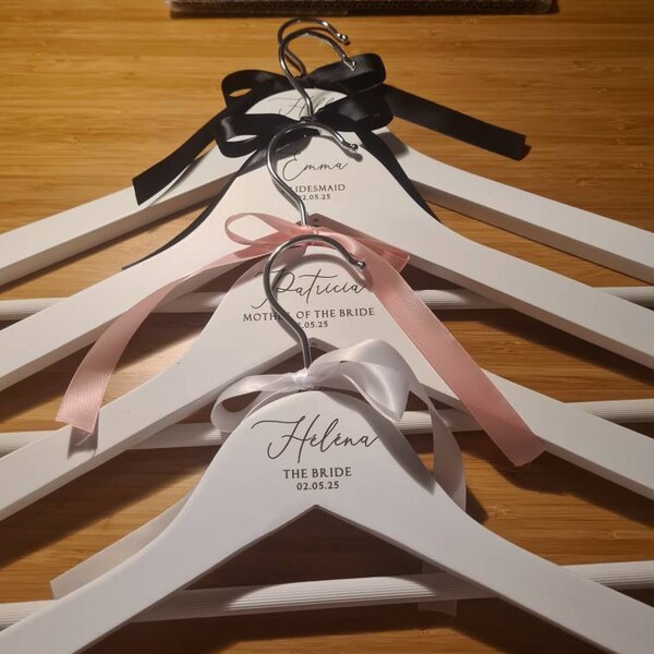 Engraved Hangers for Wedding, Personalised White Coat Hanger Bride and ...