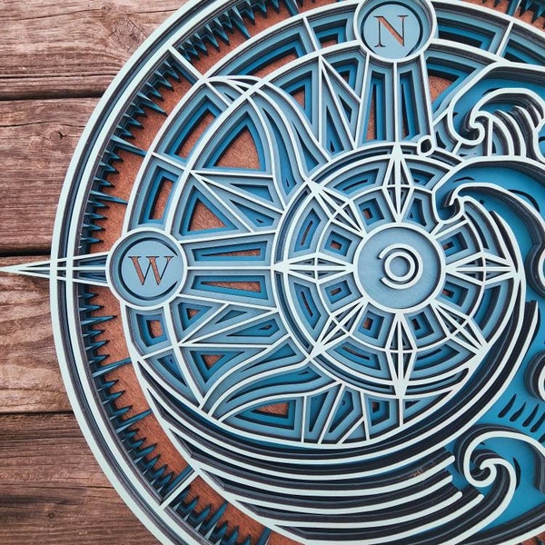 Nautical Compass SVG Compass Laser Cut File SVG Layered Nautical SVG ...