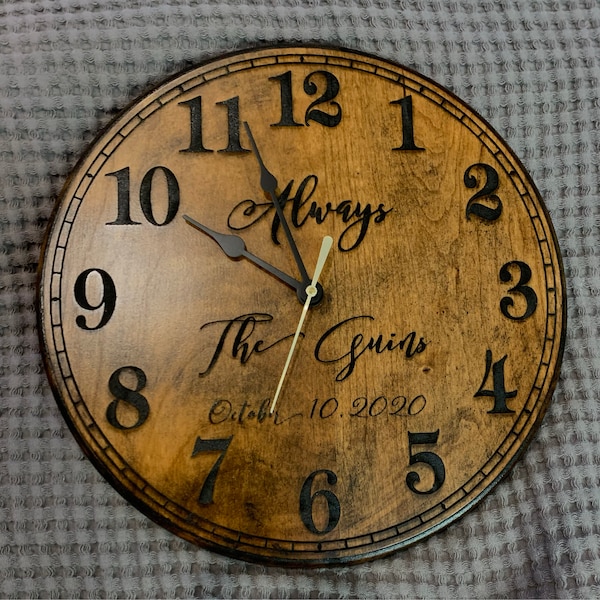 Custom Laser Engraved Solid Wood 12" Clock - Etsy