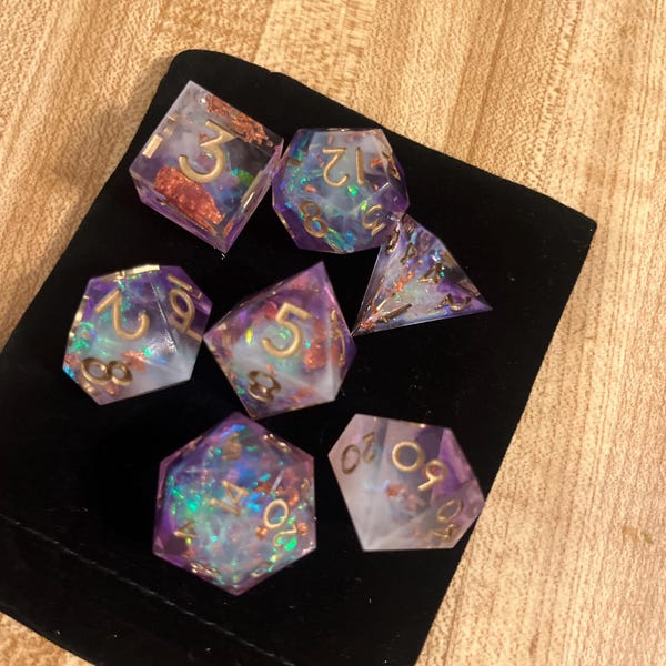 Light Purple DND Dice Set, Resin Sharp Edge Dice Set, D&D Dice Set for ...