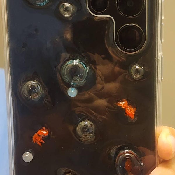 Handmade Resin Phone Case | Fish Water Drop iPhone Case 16, 15, 14, 13 ...