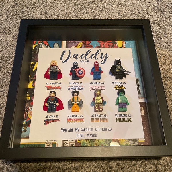Personalised Daddy/dad Superhero Box Frame, Personalised Frame for Him ...