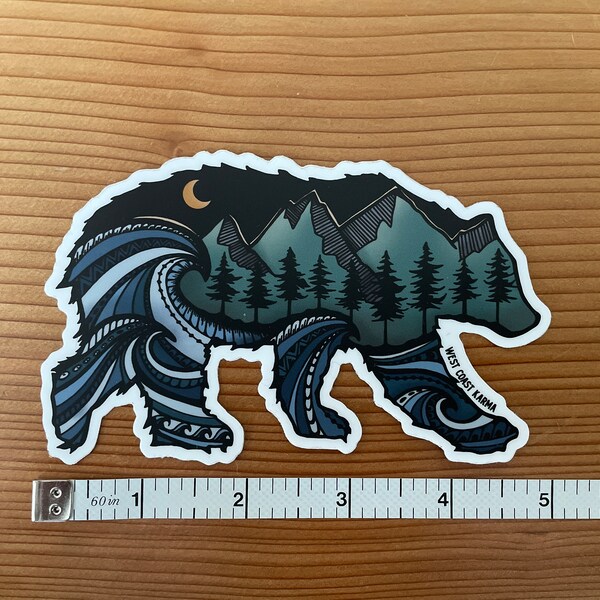 Nature Bear Vinyl Sticker - Etsy