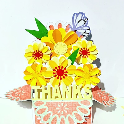Sunshine Bouquet Card in A Box 3D SVG - Etsy