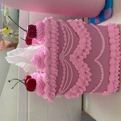 Pink Cake Tissue Box Cover - Etsy