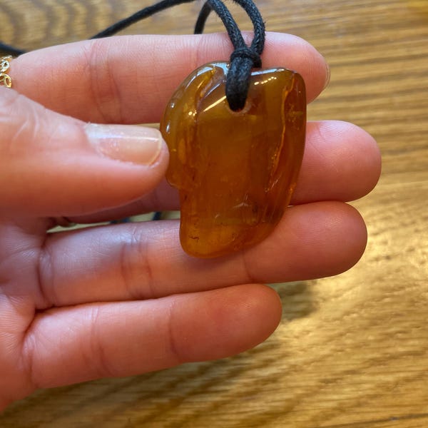 Amber Amulet Gift for Wellness / Natural Jewelry / Polished Tumbled Gem ...