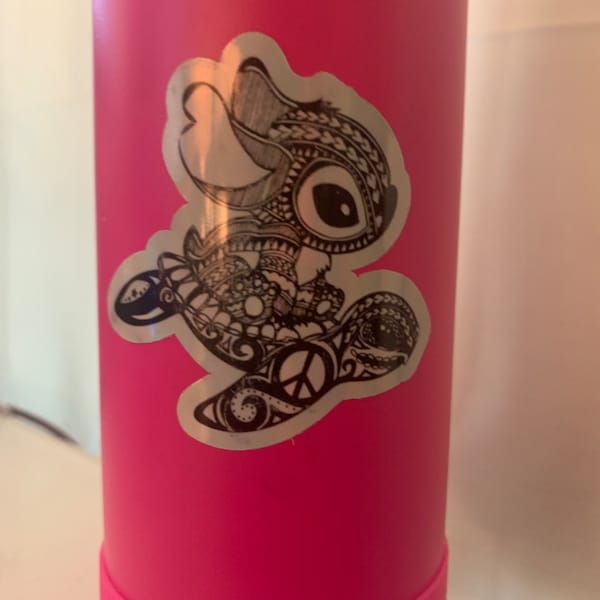 Stitch Riding A Sea Turtle Mandala Holographic Water Resistant ...