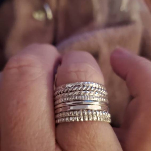 Stacking Rings, Stackable Rings, Stack Rings, Set of 8 Ring, Sterling ...