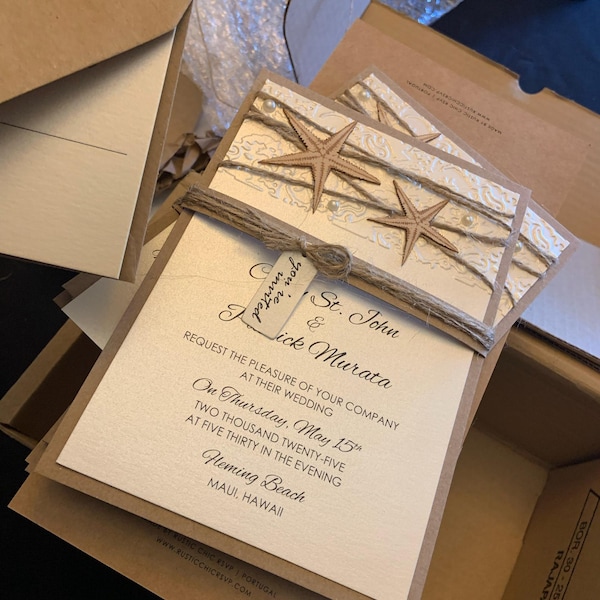 Rustic Beach Wedding Invitations, Beach Themed Wedding Invitations ...