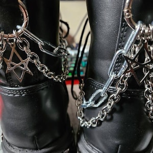 BARBED WIRE LEATHER Boot Strap, Holographic Vegan Leather Boot Chain ...