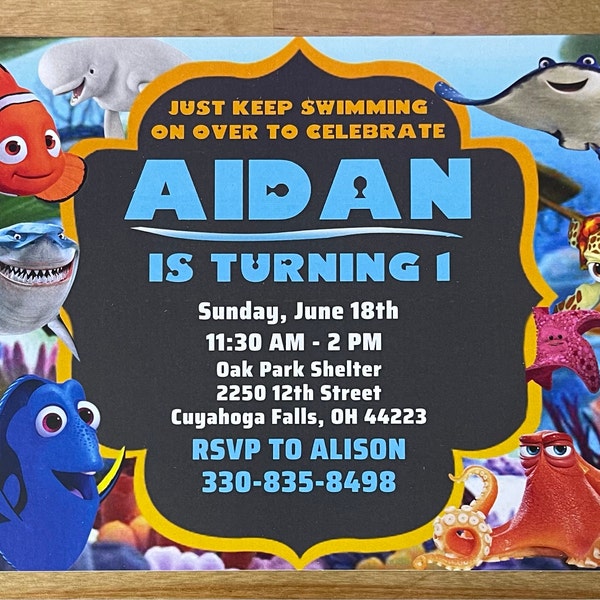Digital Birthday Invitation,finding Dory Birthday Invitation,finding ...