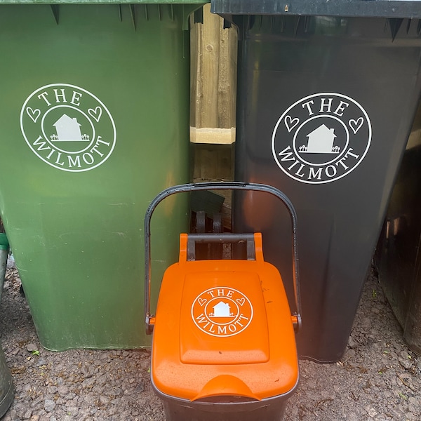 Wheelie Bin Sticker - Personalised House Name Vinyl Decal - Custom ...