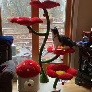 EDEN Wood Floral Cat Tree Tower Wooden Cat Tower Modern Cat - Etsy