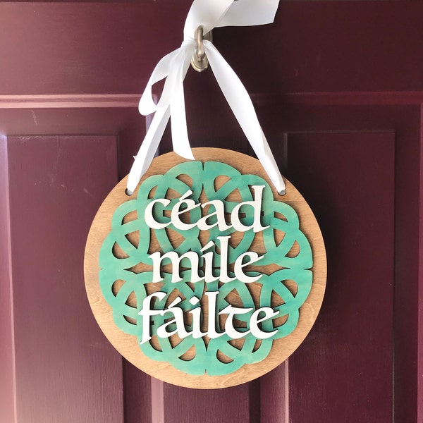 Celtic Knot Céad Míle Fáilte Round Sign - Etsy
