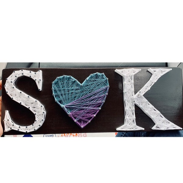 Initial Art String Decor Alphabet Letter Art, Custom Monogram, Key Hooks - Etsy