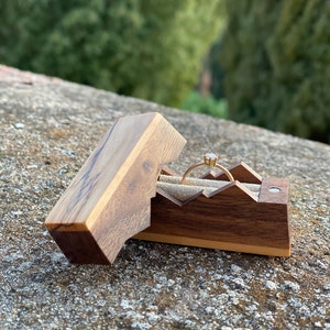 Ring Box the Mountain Made From Walnut & Olive - Etsy