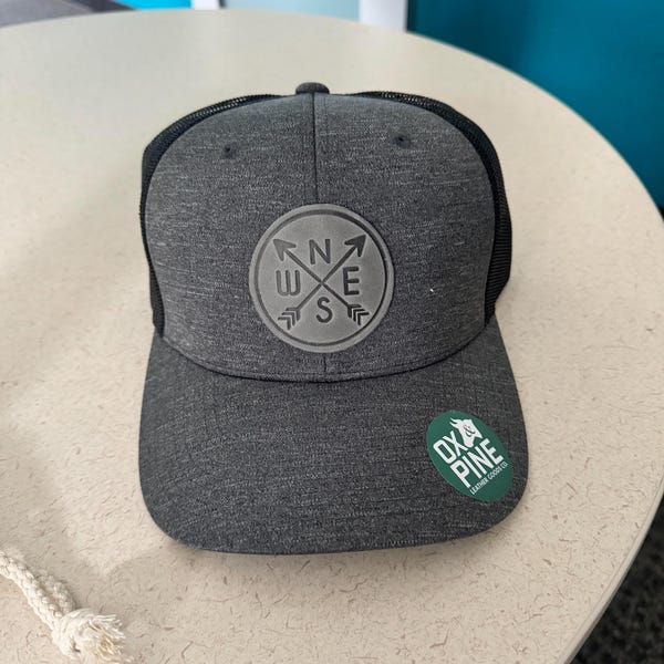 Compass Rose Performance Trucker Hat | Leather Patch Performance Style ...