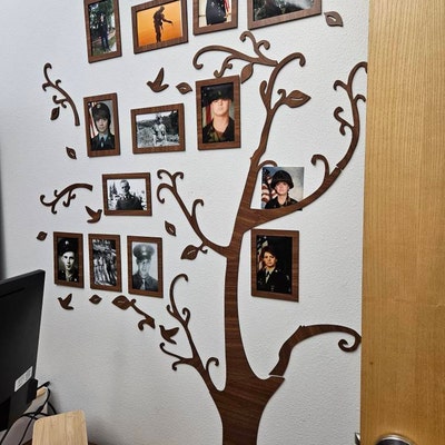 Tree Wall Decor, Family Tree Wall Art, Wooden Family Tree With Photo ...