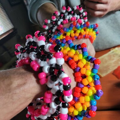 2D DNA Rainbow Kandi Cuff Bracelet in Black or White. Perfect for Any ...