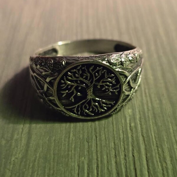 Silver Yggdrasil Ring Men, Tree of Life Men Ring, Handmade Signet Ring ...