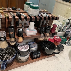 The Ultimate Wood Shaving Razor and Brush Double Decker Stand - Etsy