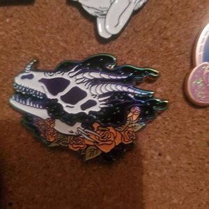 Dragon Skull Enamel Pin aether, Dragon Pin, Dragon Enamel Pin, Spooky ...