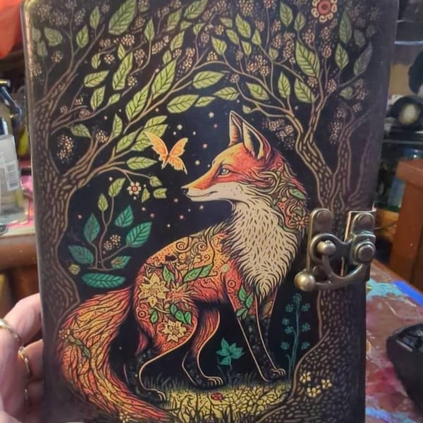 400 Page Large Fox Vintage Handmade Leather Journal, Grimoire Fat ...