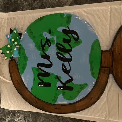 Personalized GLOBE TEACHER SIGN Class Classroom Name Room Door Plaque ...