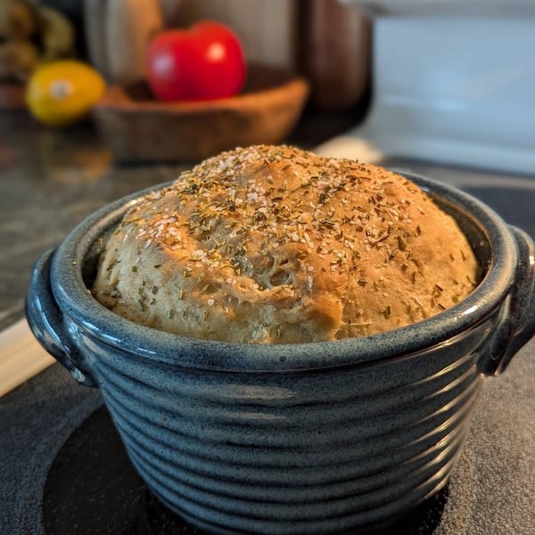 Bread Baker - Pottery Bread Baking Pot in Blue Glaze - 12 Recipes ...