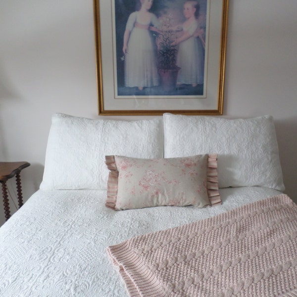 French Vintage Shabby Chic Cottage Duck Egg Blue Gingham Cushion Frills ...