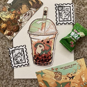 Boba Tea Shark Sticker Set - Etsy UK
