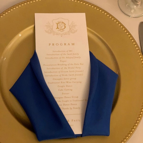 Frances Wedding Menus, Elegant Menu Cards for Wedding Printed, Wedding ...