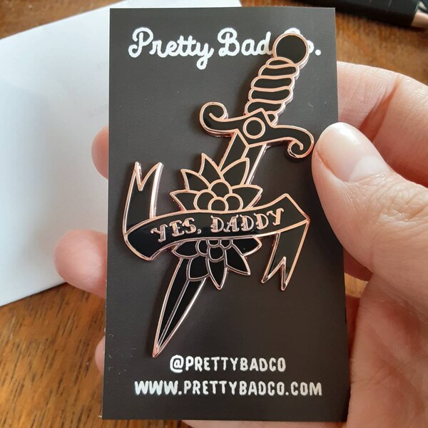 Yes Daddy Pin. Rose Gold Dagger Pin. BDSM Dom Sub Babygirl. Kinky ...