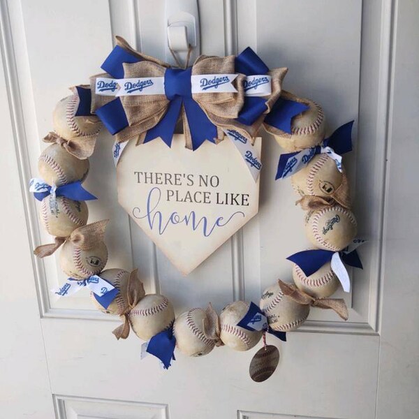 LA Dodgers Inspired Baseball Wreath Baseball Decor Made With REAL ...