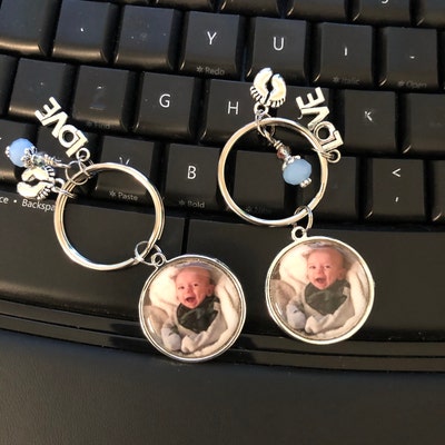 Personalized Family Photo Double-sided Key Chain With Charms - Etsy