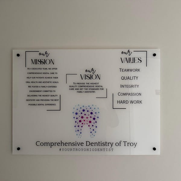 Custom Acrylic Mission Statement Sign, Professional Corporate Branding ...