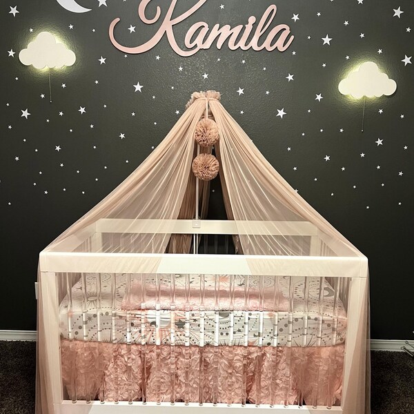 Crib Canopy for Nursery With Stand, Kids Hanging Tent for Nursery, Bed ...