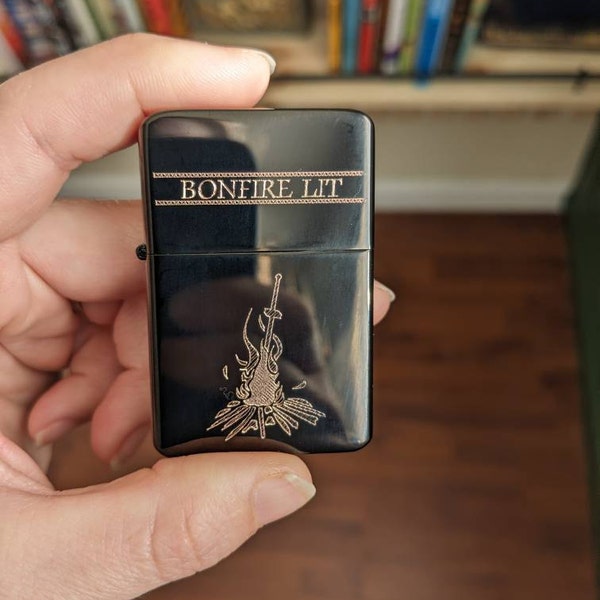 Dark Souls BONFIRE LIT Brass Lighter Finished in Black *free Engraving ...